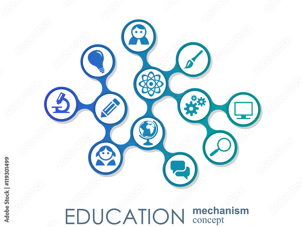 Education network. Hexagon abstract background with lines, polygons ...