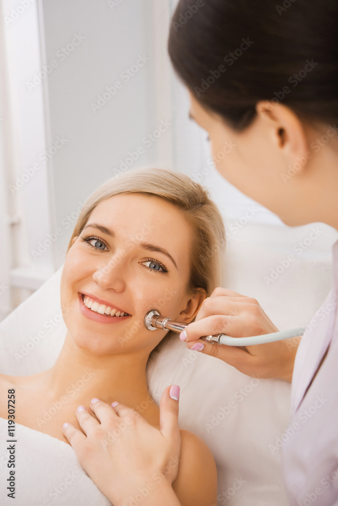 Female peeing her face Stock Photo | Adobe Stock