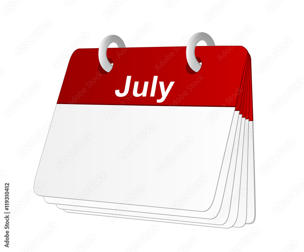 blank calendar July Stock Illustration | Adobe Stock