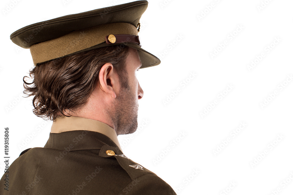 Back pose of patriotic army man Stock Photo | Adobe Stock