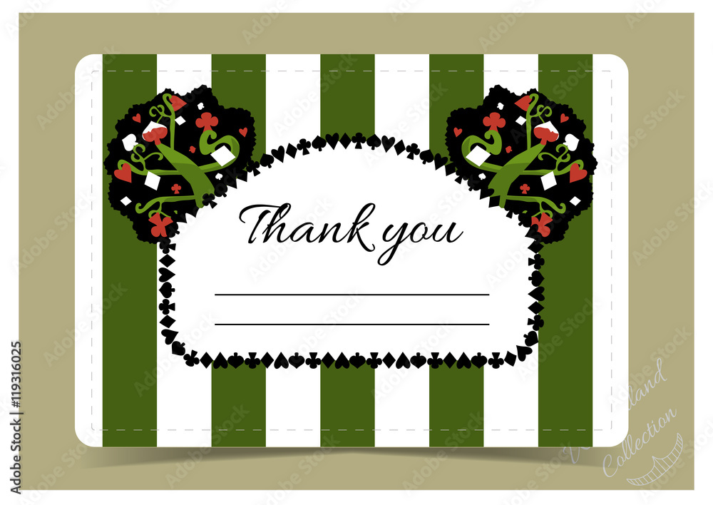 Thank you Note - tree from Wonderland garden or forest. Printable ...
