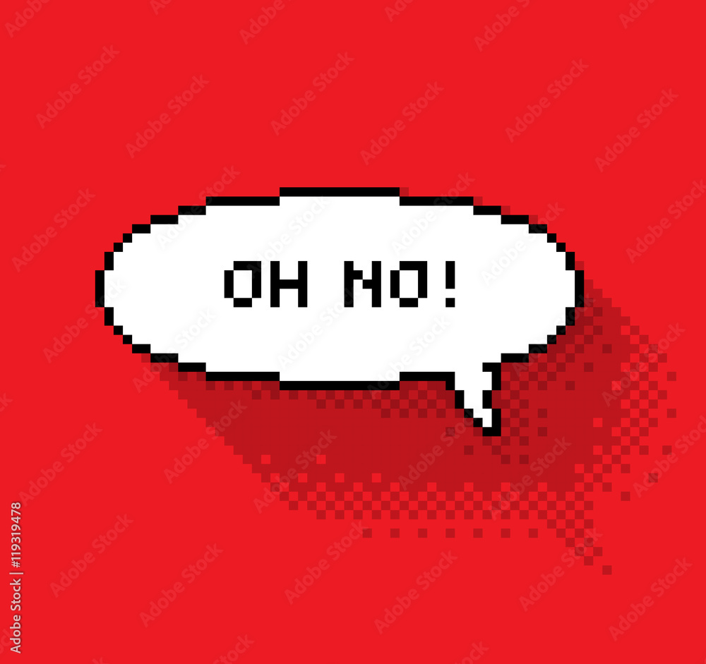 Text bubble with "Oh No!" phase, flat pixelated illustration. - Stock ...