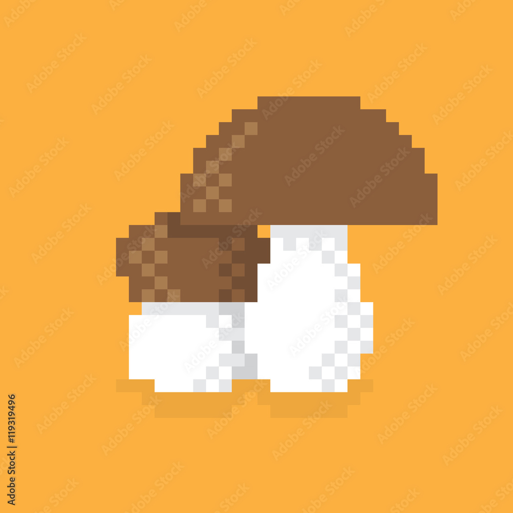 Pixel Mushroom couple, illustration, pixel art design. Editable vector ...