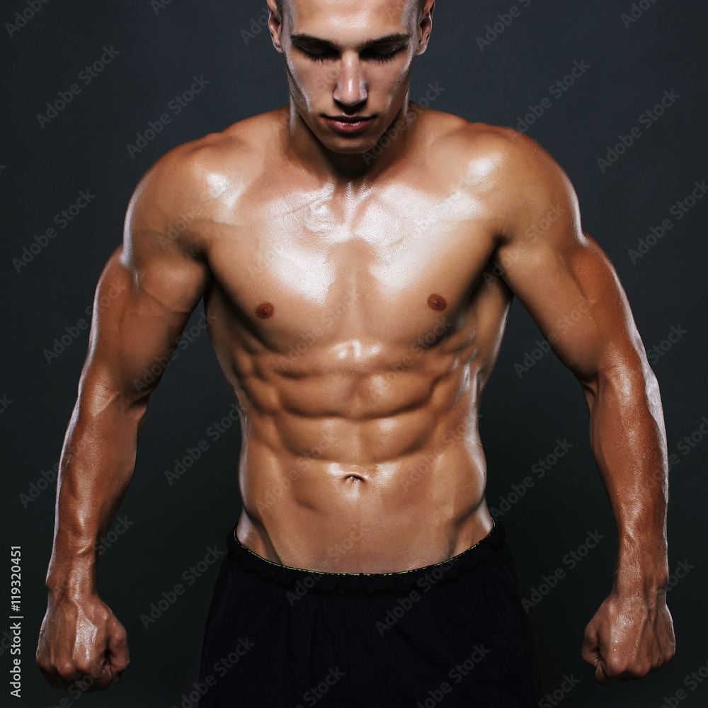 athletic man.muscular fitness boy Stock Photo | Adobe Stock