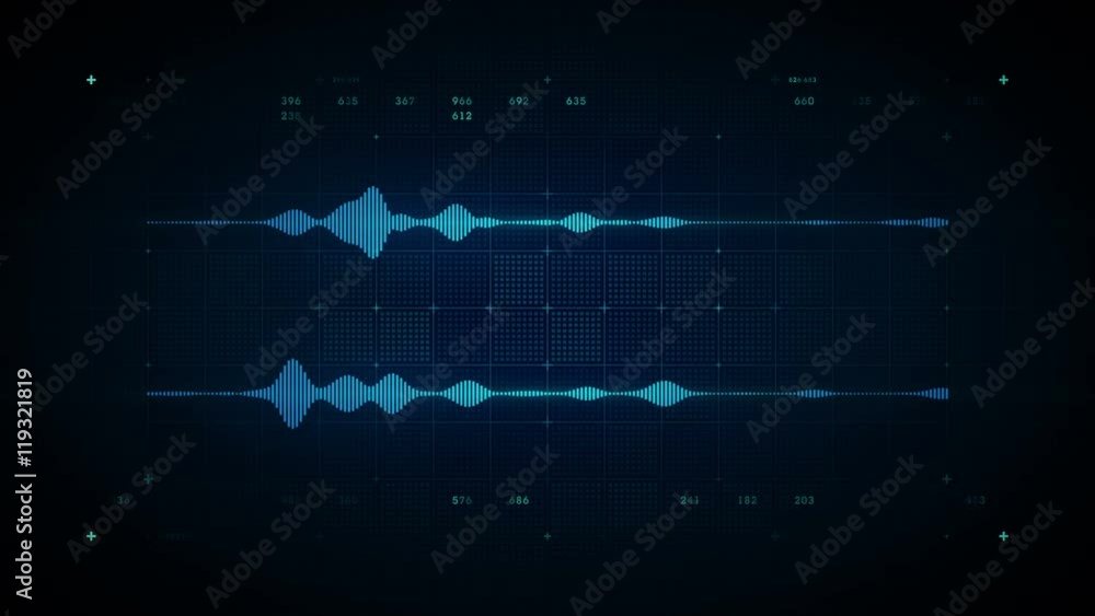 Vidéo Stock 4K Audio Waveform Stereo Blue - A visualization of audio ...