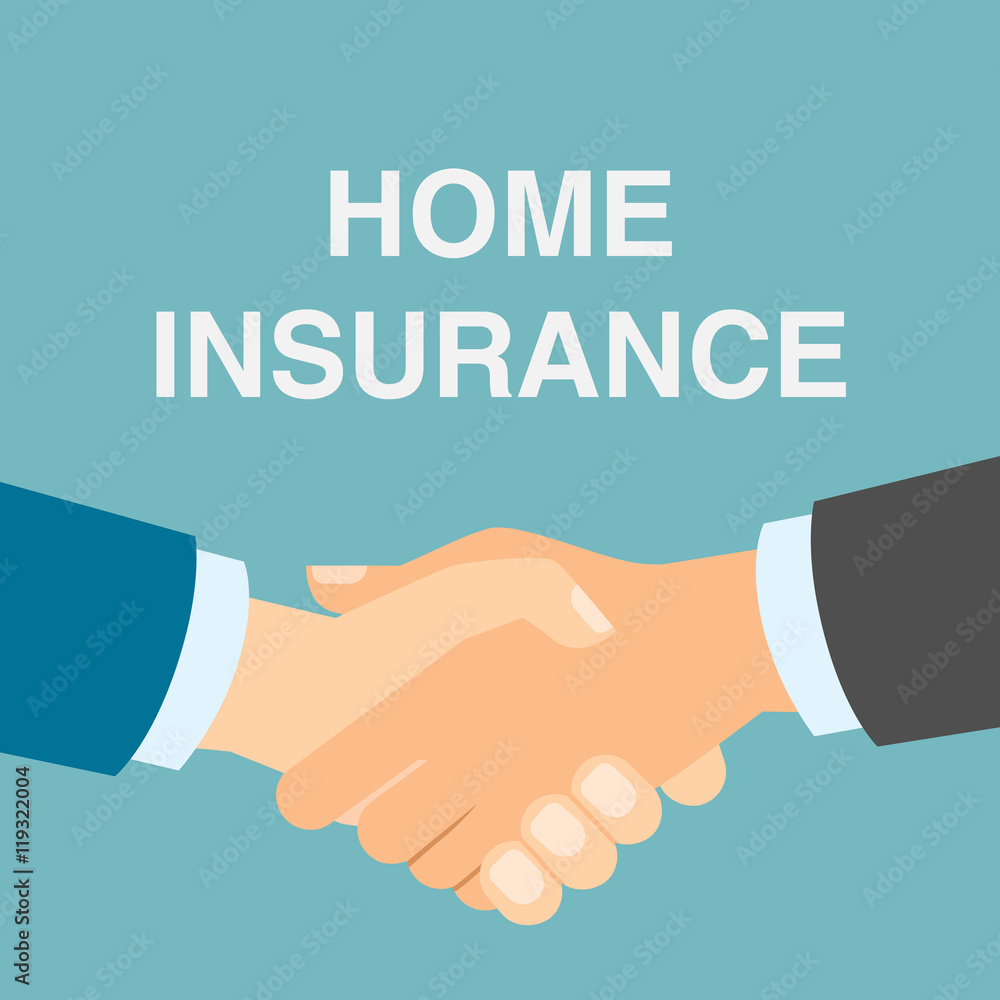 Home insurance handshake. Protection from destraction, fraud and risks ...