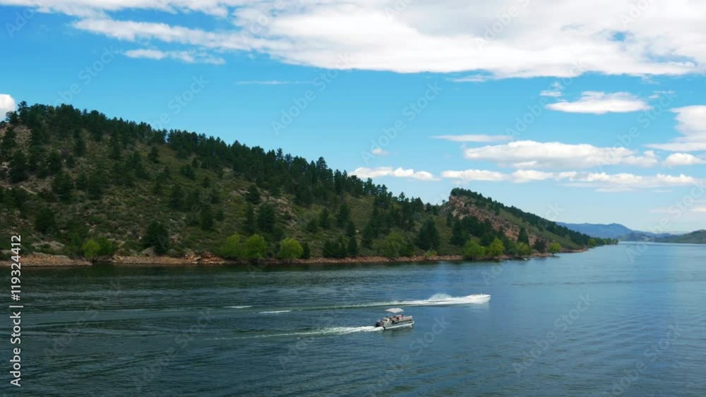 A picturesque view of the calm waters of Horsetooth Reservoir Located ...