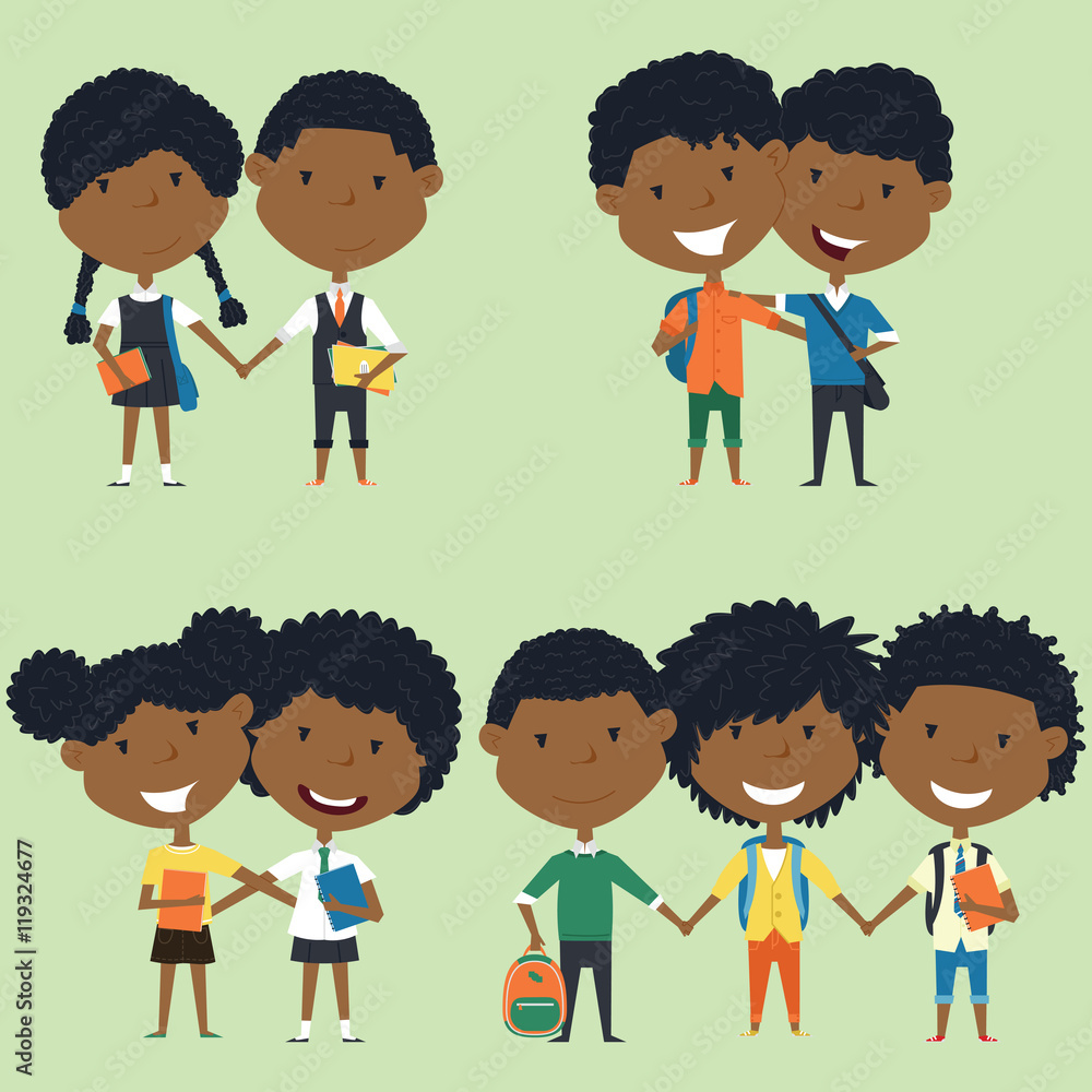 Best friends kids vector set Stock Vector | Adobe Stock