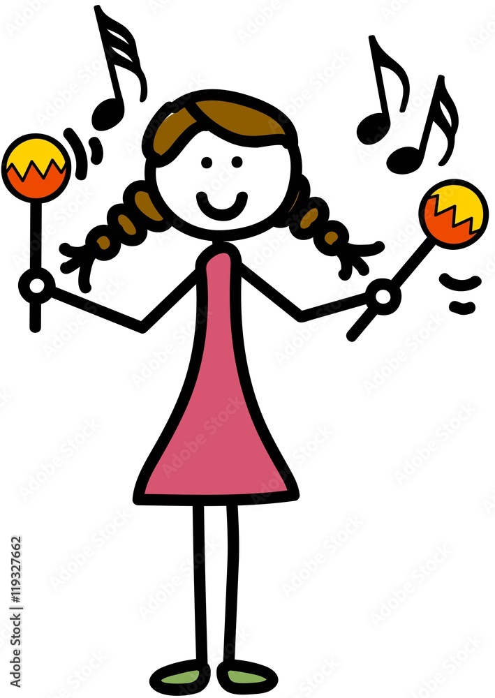 Kind mit Rassel Stock-Vektorgrafik | Adobe Stock