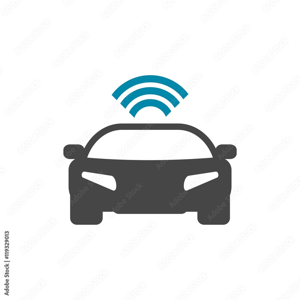 The Connected Car. Smart car icon with wireless connectivity symbol ...