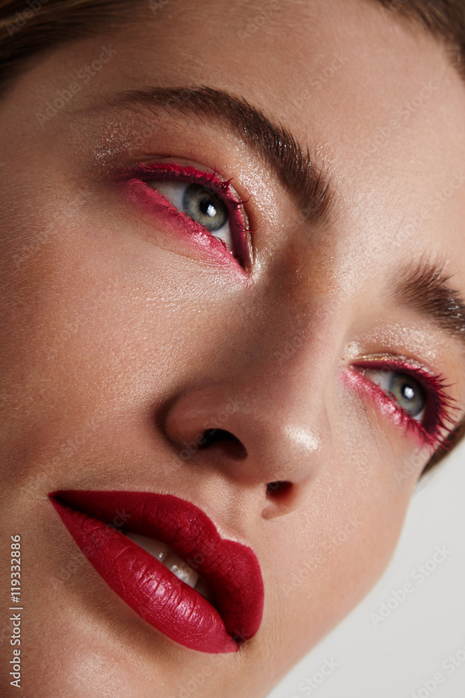 woman with a drama red makeup. fashion makeup Stock Photo | Adobe Stock