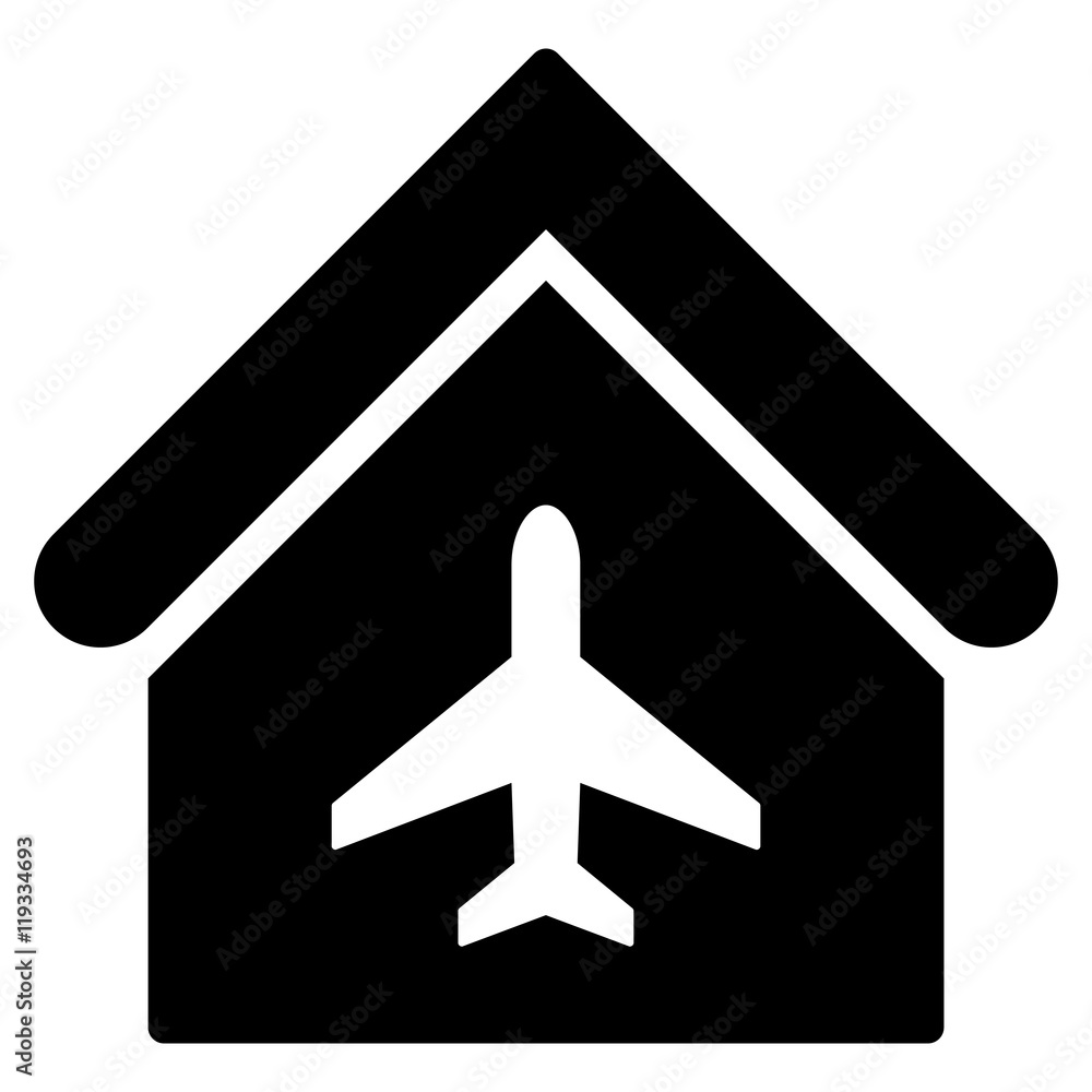 Aircraft Hangar icon. Vector style is flat iconic symbol, black color ...