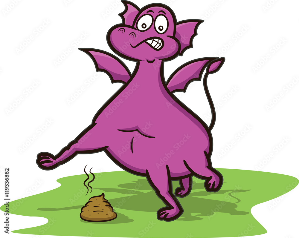 Dragon Avoiding Poop Cartoon Illustration Stock Vector | Adobe Stock