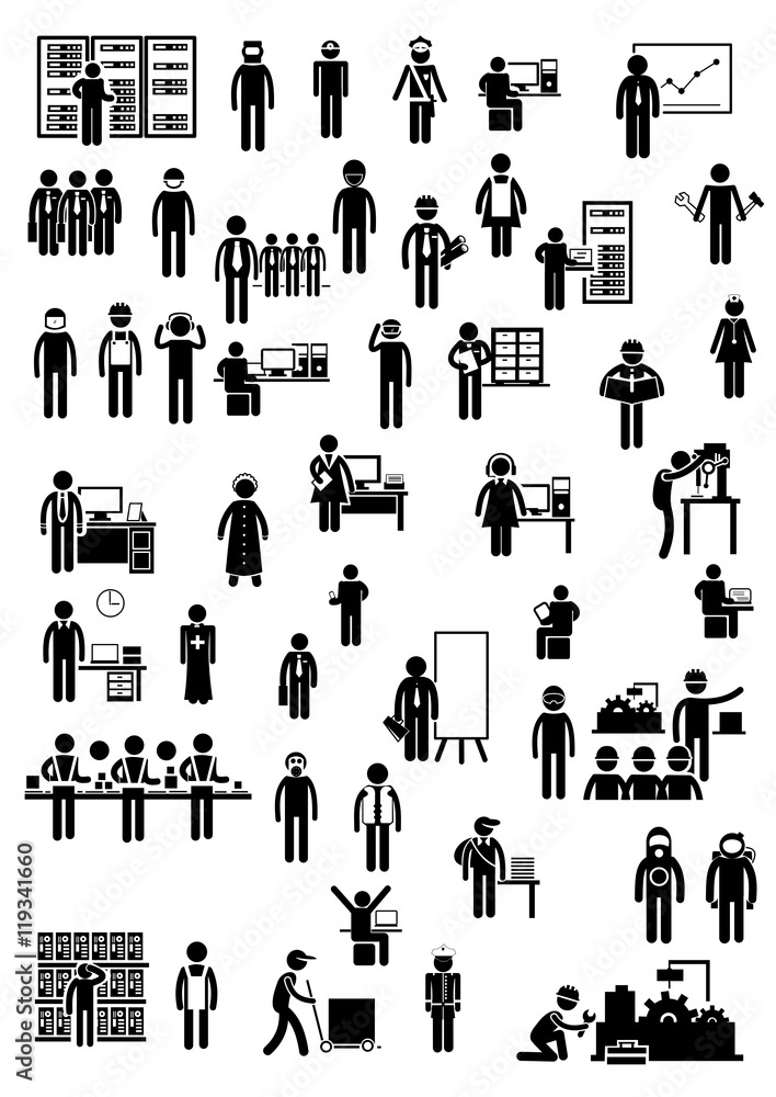 Piktogramme zum Thema Berufs- und Arbeitswelt Stock Vector | Adobe Stock