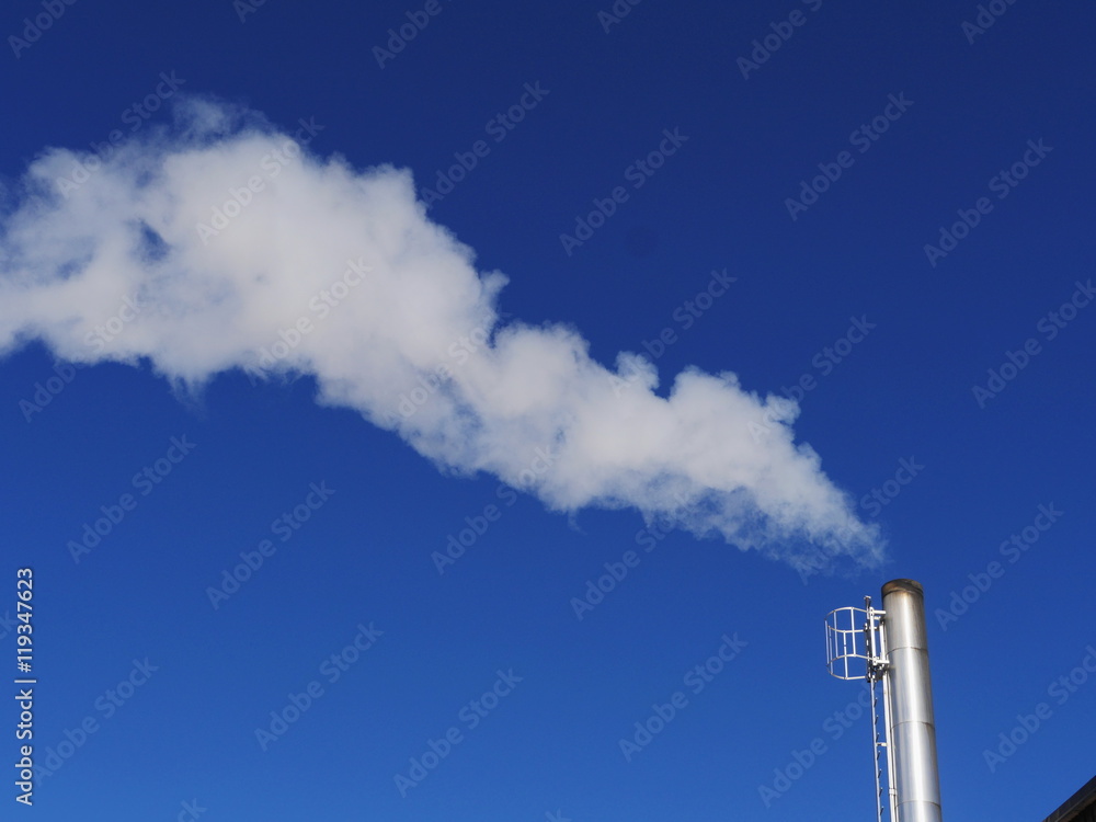 chimney smoke blue sky Stock Photo | Adobe Stock