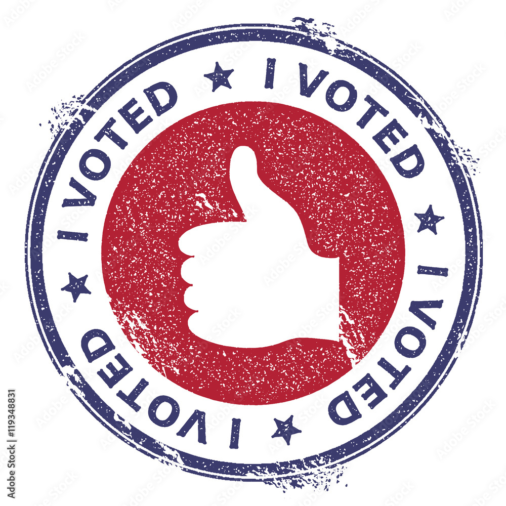 Grunge thumb up rubber stamp. USA presidential election patriotic seal ...