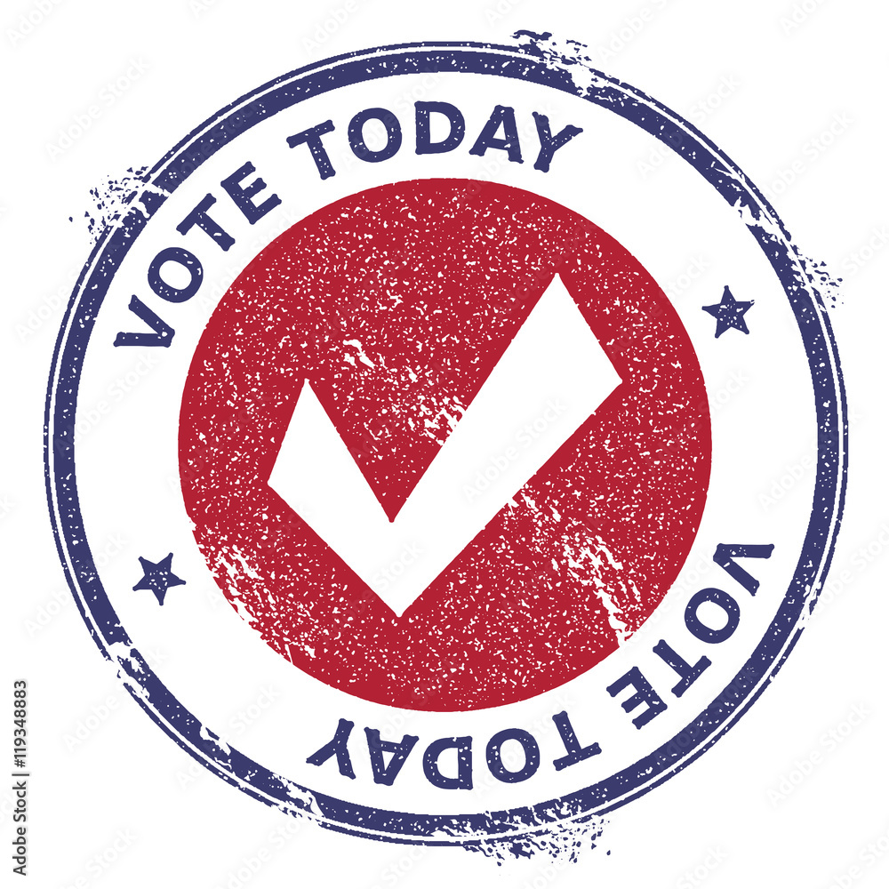 Grunge check mark rubber stamp. USA presidential election patriotic ...