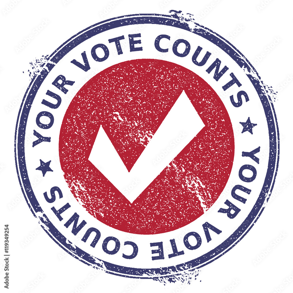 Grunge check mark rubber stamp. USA presidential election patriotic ...