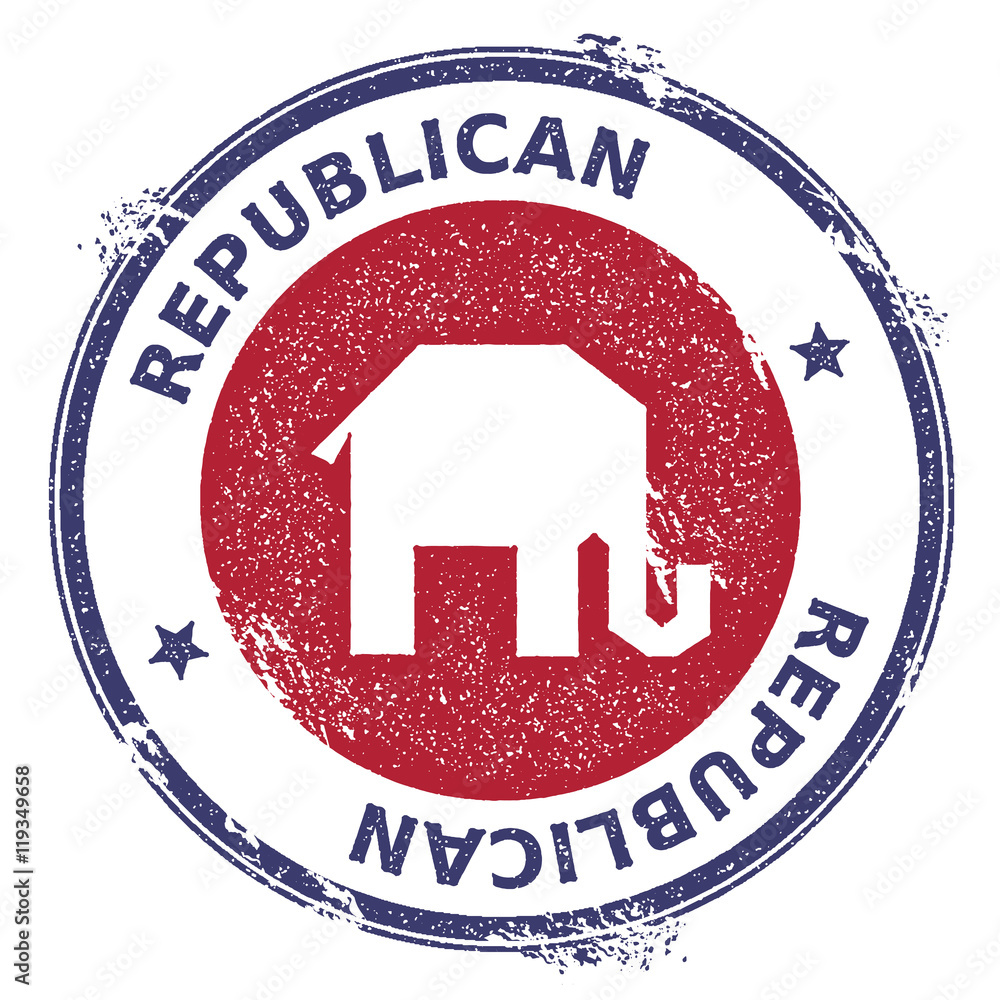Grunge broken republican elephants rubber stamp. USA presidential ...