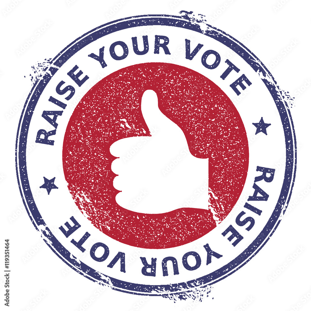 Grunge thumb up rubber stamp. USA presidential election patriotic seal ...