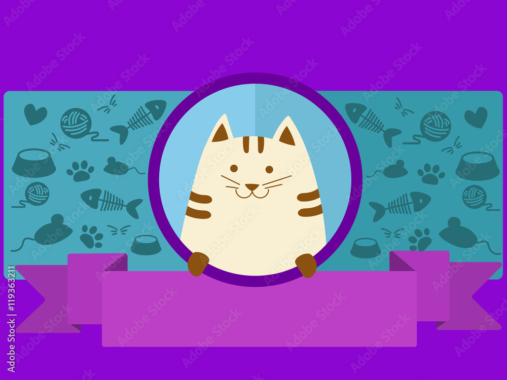 Pet shop banner with cat cartoon vector Stock Vector | Adobe Stock