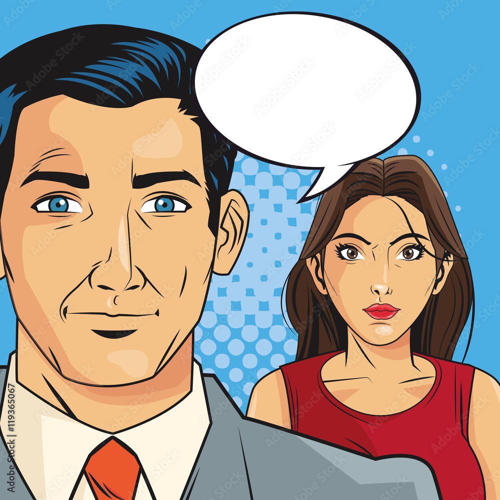 Woman Man Male Female Bubble Suit Cartoon Pop Art Comic Retro