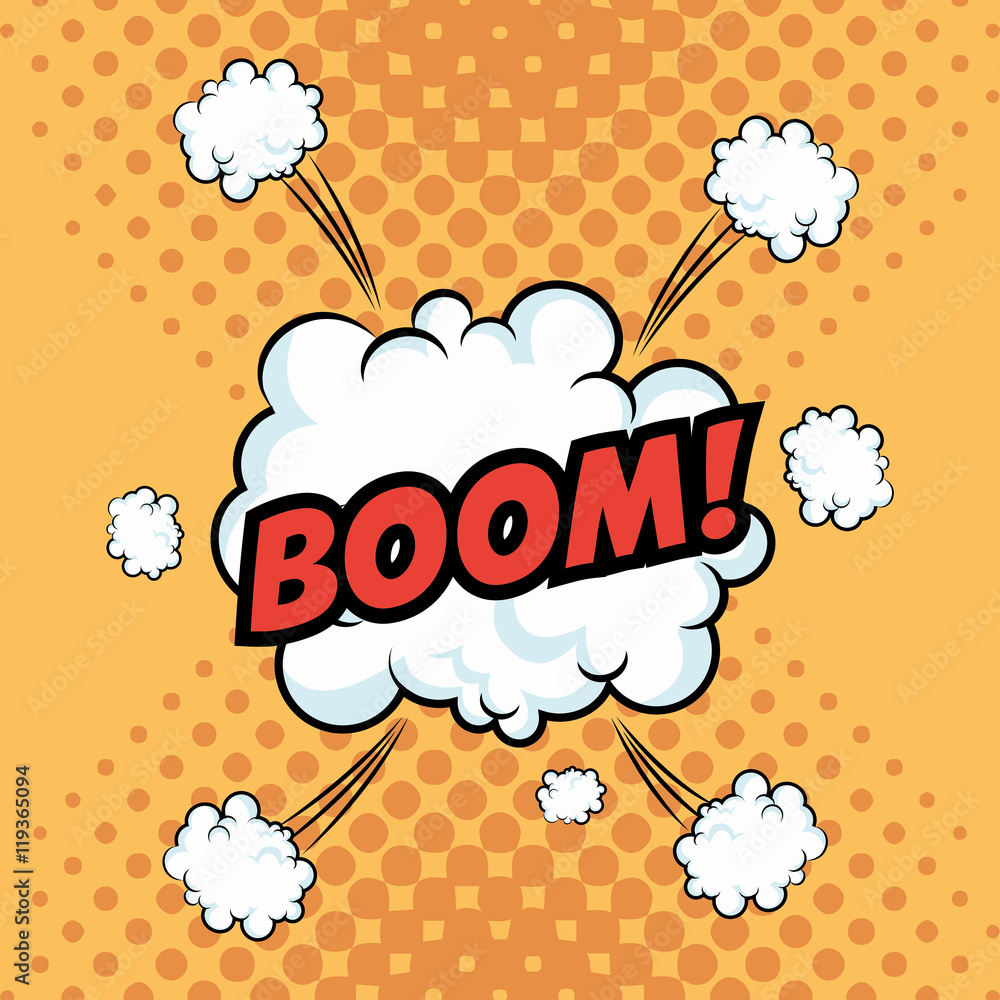 boom explosion cloud cartoon pop art comic retro communication icon ...