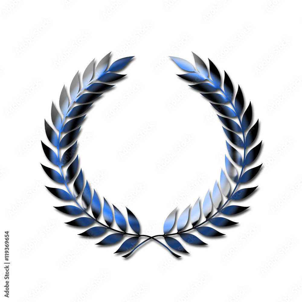 Abstract laurel wreath in blue on a white background Stock Illustration ...