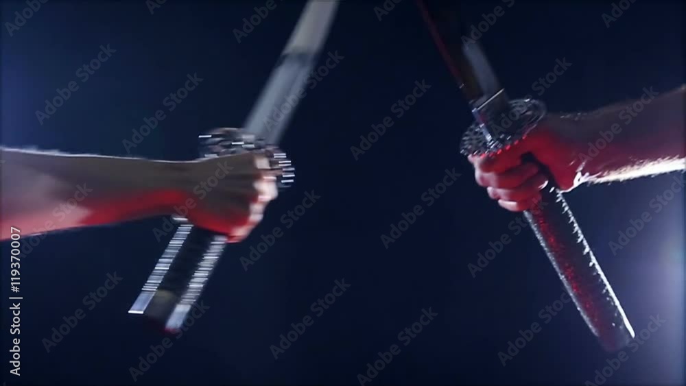 Vidéo Stock Japanese samurai warriors fighting with swords. Sword ...