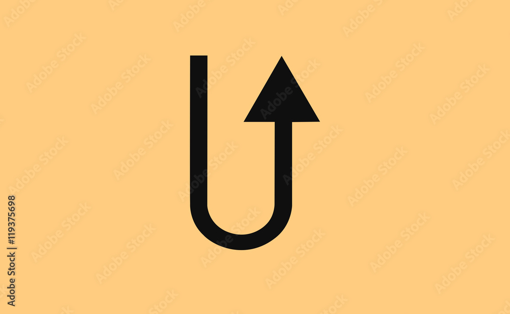 Vector black return arrow symbol on flat background Stock Vector ...