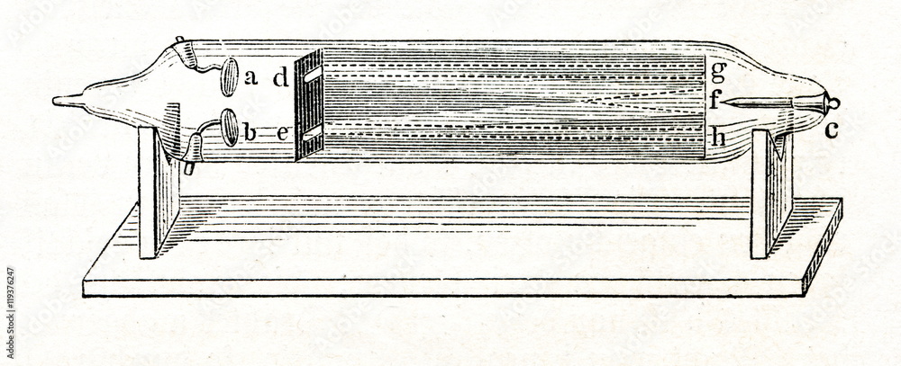 Geissler tube (from Meyers Lexikon, 1895, 7/242.) Stock Illustration ...