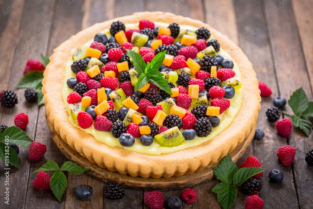 Berry fruit tart Stock Photo | Adobe Stock
