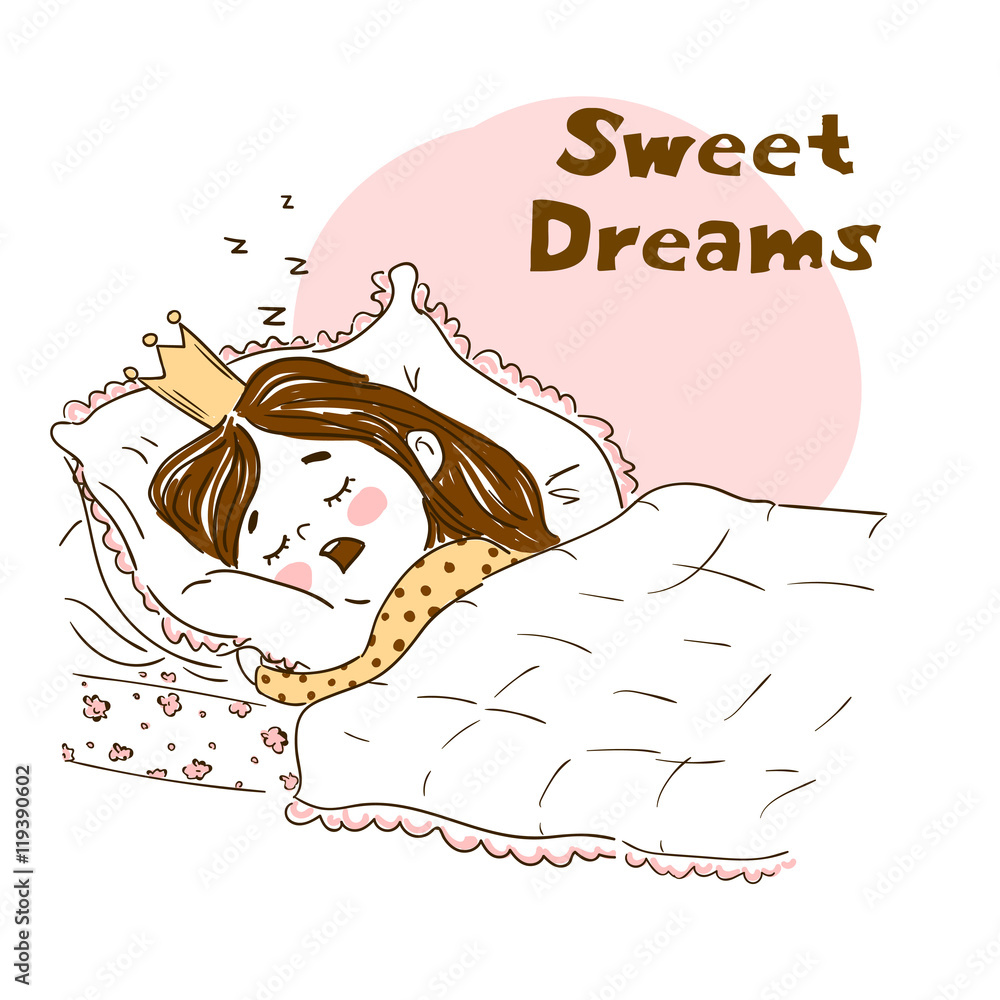 Little princess sleeping. Stock Vector | Adobe Stock