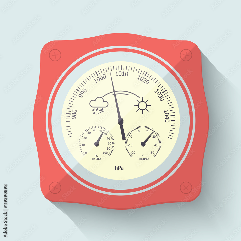 Flat Stylized Barometer Instrument. Vector Illustration. Stock Vector ...