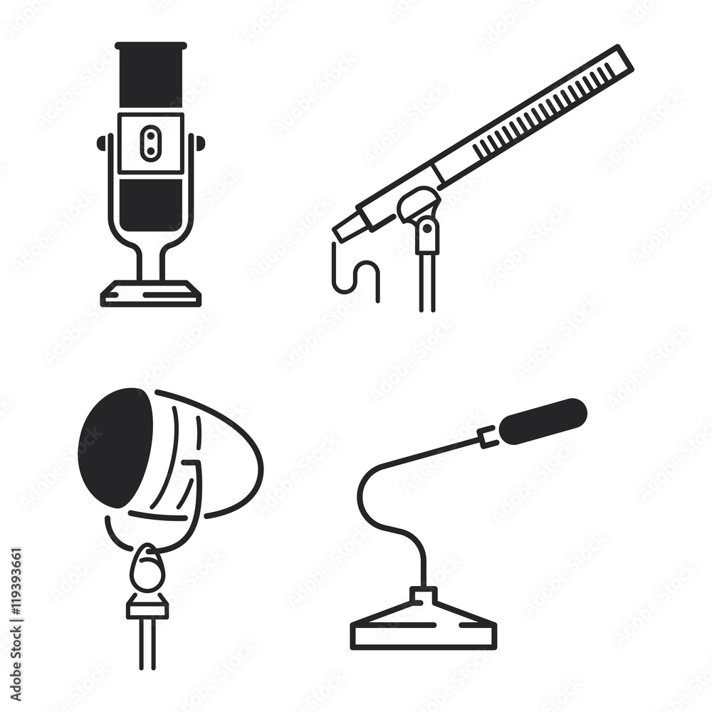 Different microphones types vector icons Stock Vector | Adobe Stock