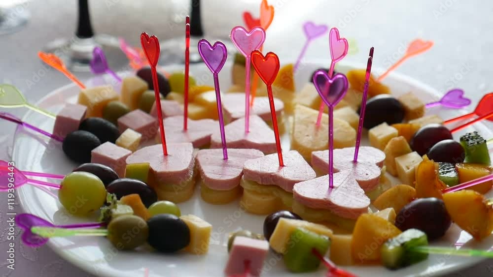 video canapes with olives in a bowl on a table Stock Video | Adobe Stock