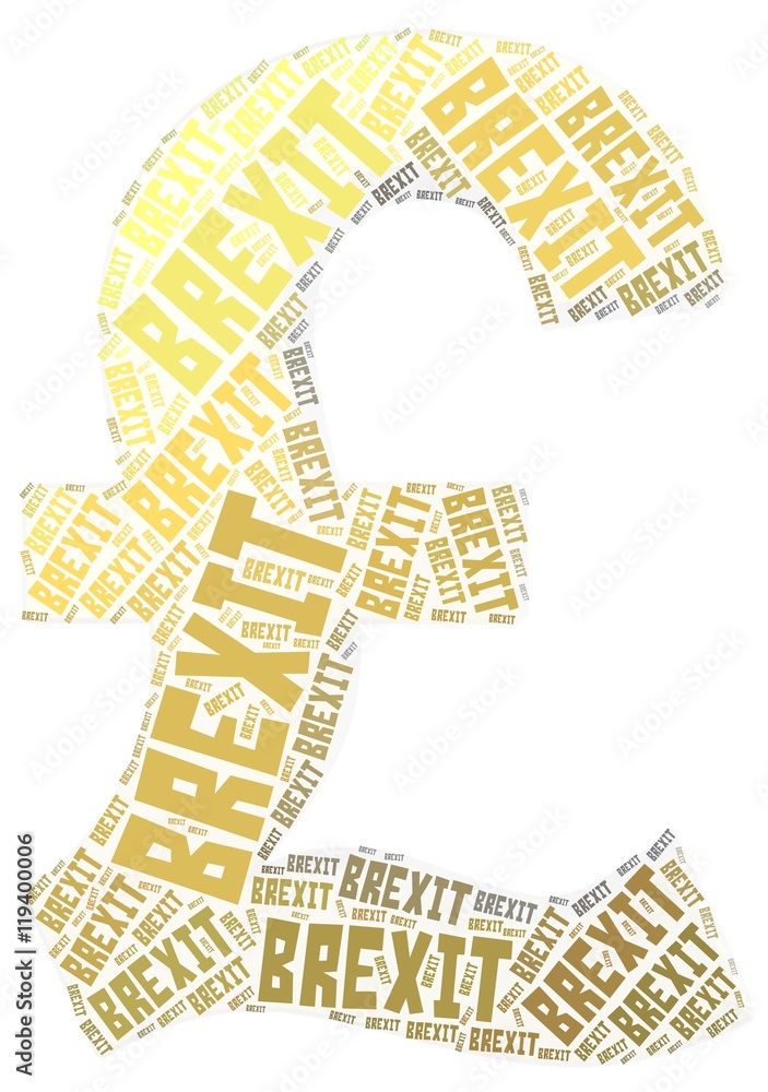 Brexit pound symbol word cloud. Word cloud in the shape of British ...
