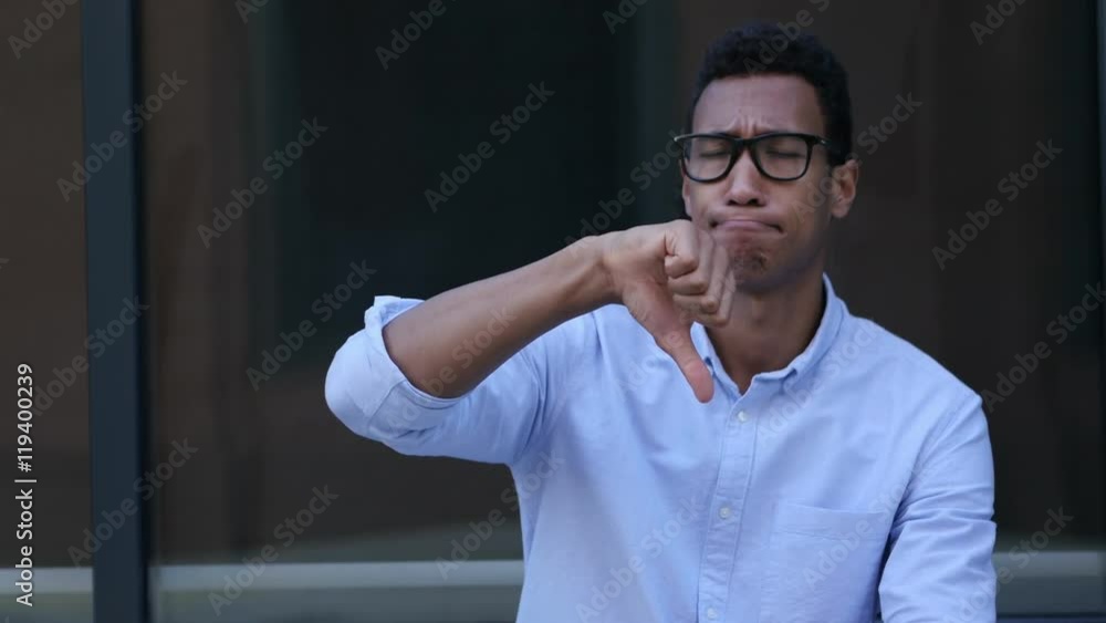 Gesture of Unsatisfaction, Thumbs Down by Young Black Handsome Man ...