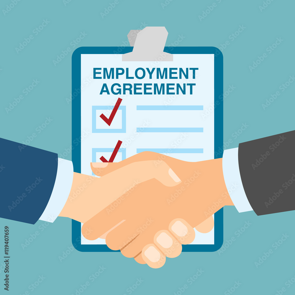 Employment agreement handshake. Hiring new employee and staff and ...