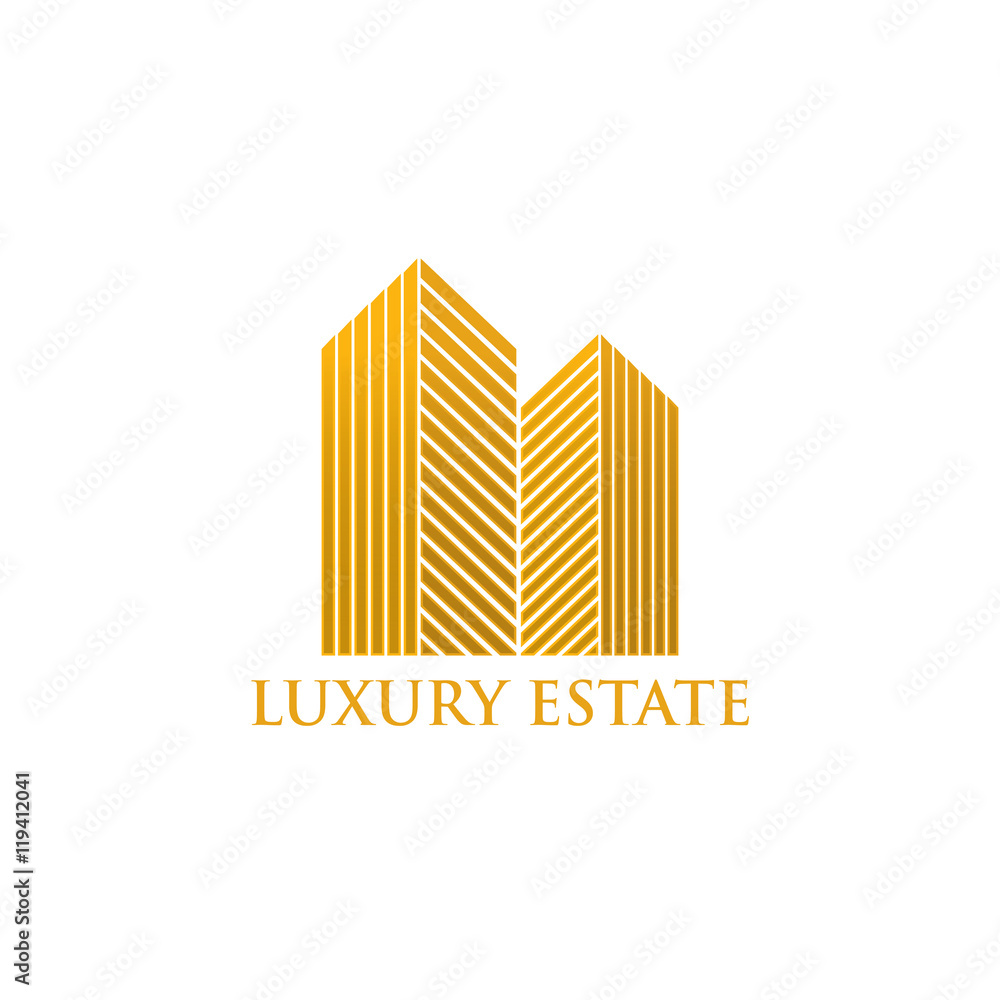 gold luxury building construction real estate logo icon design concept ...