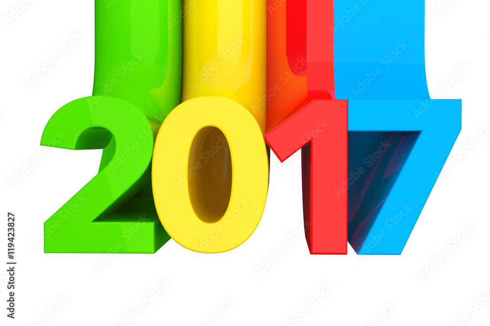 Abstract New 2017 Year Sign. 3d Rendering | Uwalls.co.uk