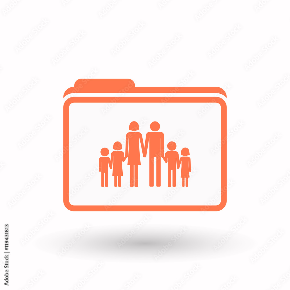 Isolated line art folder icon with a large family pictogram Stock ...