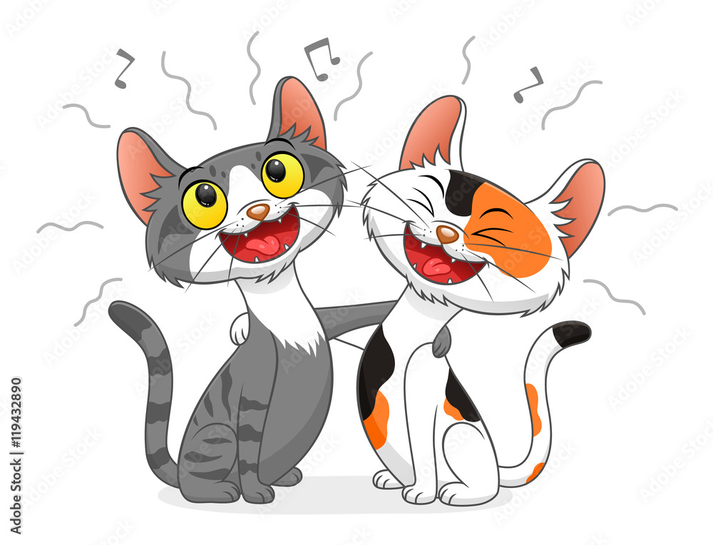 Two cats screaming Stock Vector | Adobe Stock