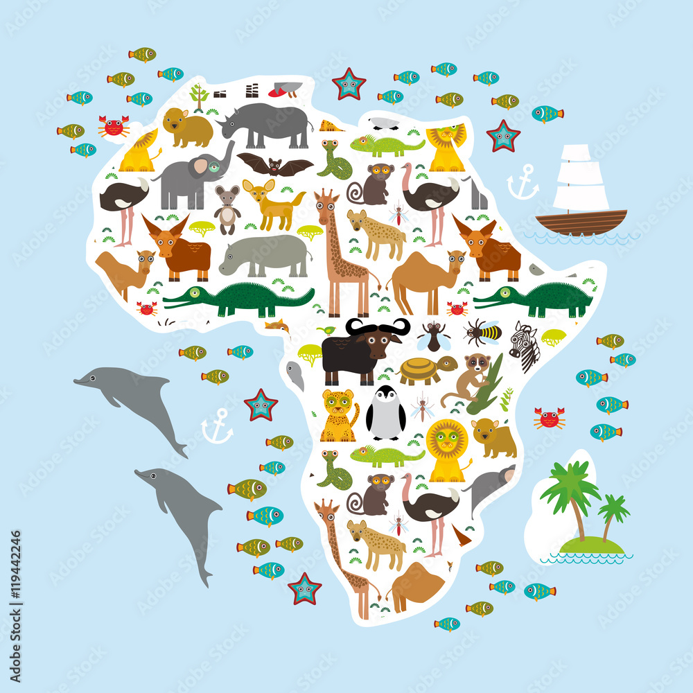 Animal Africa: parrot Hyena Rhinoceros Zebra Hippopotamus snake camel ...