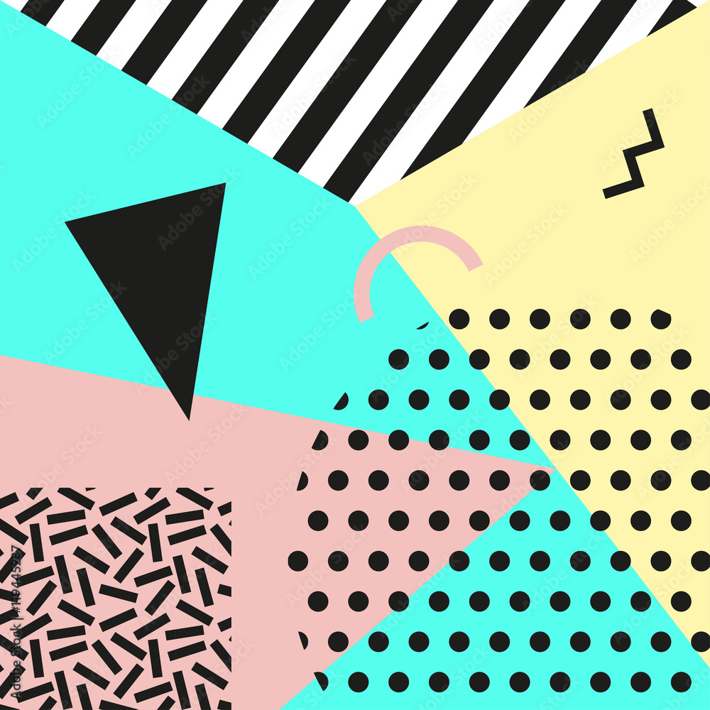 Retro vintage 80s or 90s fashion style. Memphis cards. Trendy geometric ...