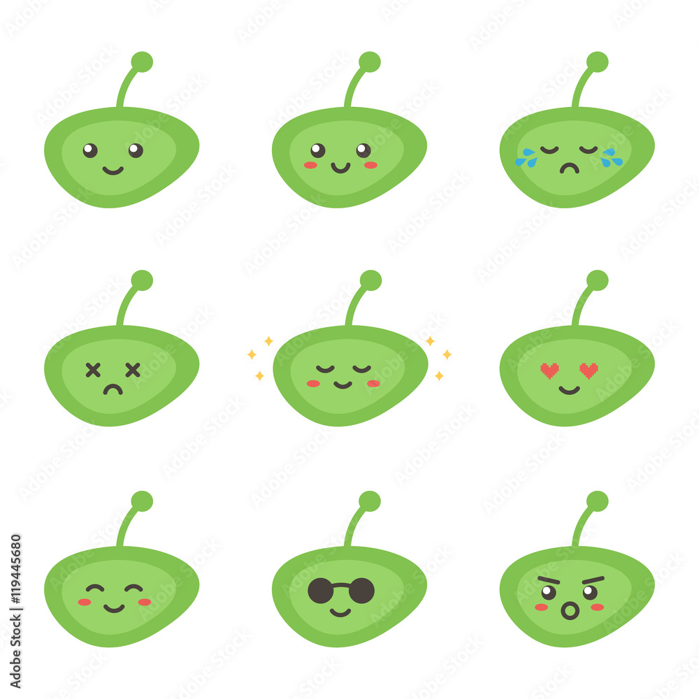 Set, collection of cute colorful little humanoid's, alien's, monster's ...