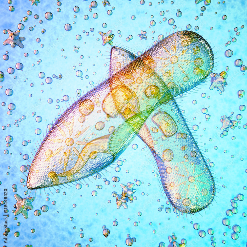 Image unicellular ciliates protozoa abstract image. 3d model Stock ...