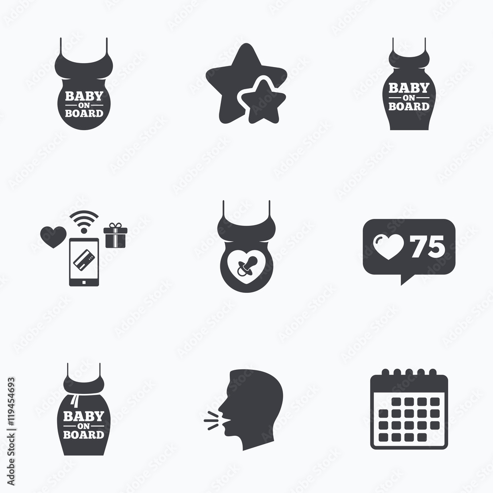 Baby on board icons. Infant caution signs. Stock Vector | Adobe Stock