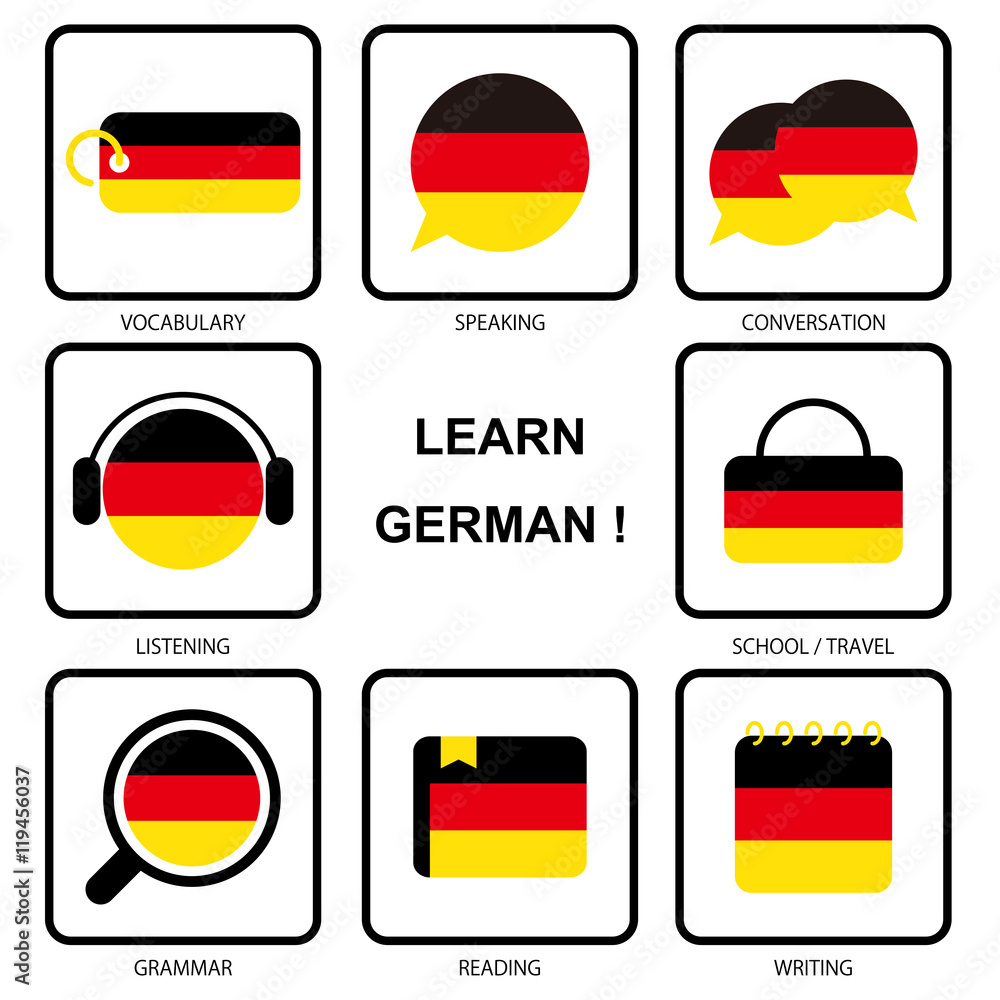 learn german icon set Stock Vector | Adobe Stock