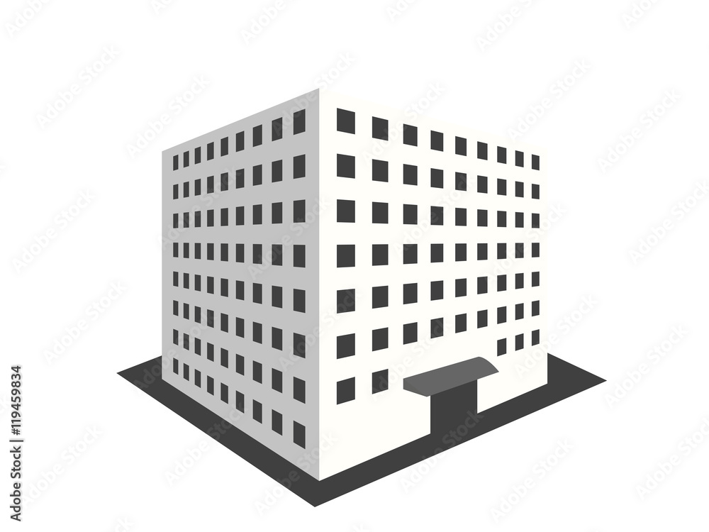 Buildings in perspective on a white background. The outline of the ...